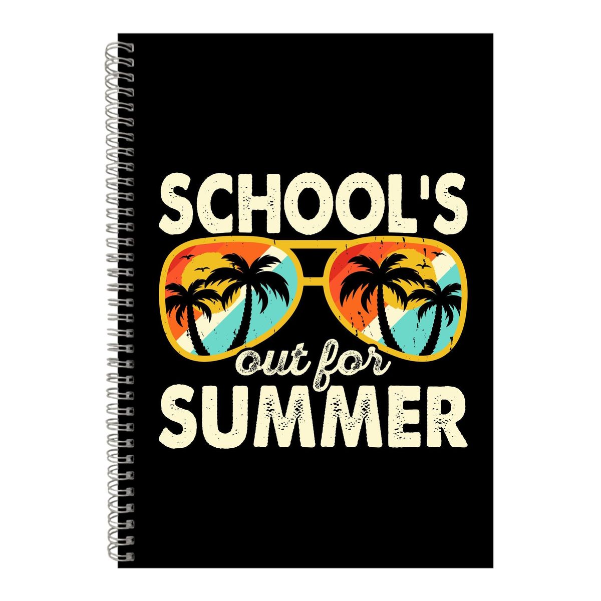 Schools' out A4 Notebook Spiral Lined Surfing Graphic Notepad Present ...