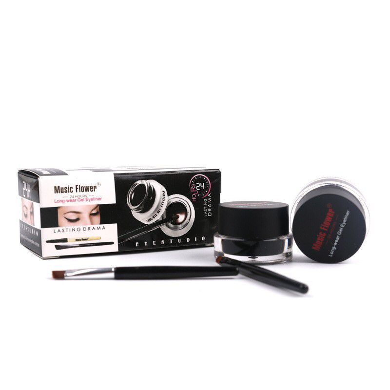 Music Flower 2in1 Brown/Black Eyeliner Gel Makeup Waterproof and ...