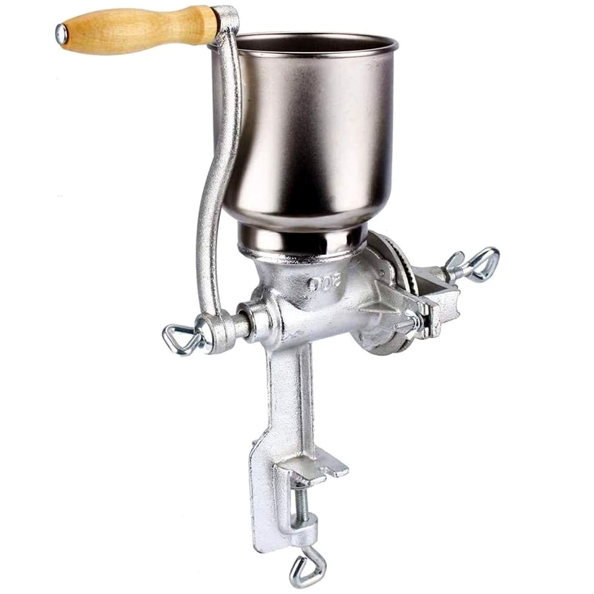 Hand Grain Grinder Cast Iron Manual Flour Mill with Hopper&Table Clamp ...