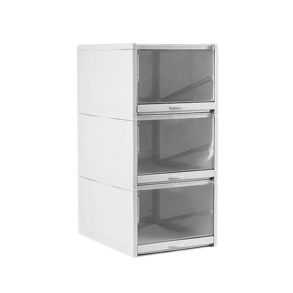 3 Piece/Set Anti-Dust Damp-Proof Stackable Push Drawer Type Shoe Box ...