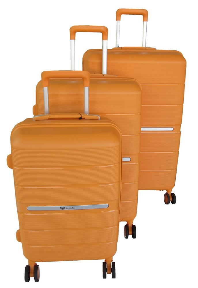 MOOISTAR 3-PCS Orange Polypropylene Hardshell Luggage Set 4 Wheel ...