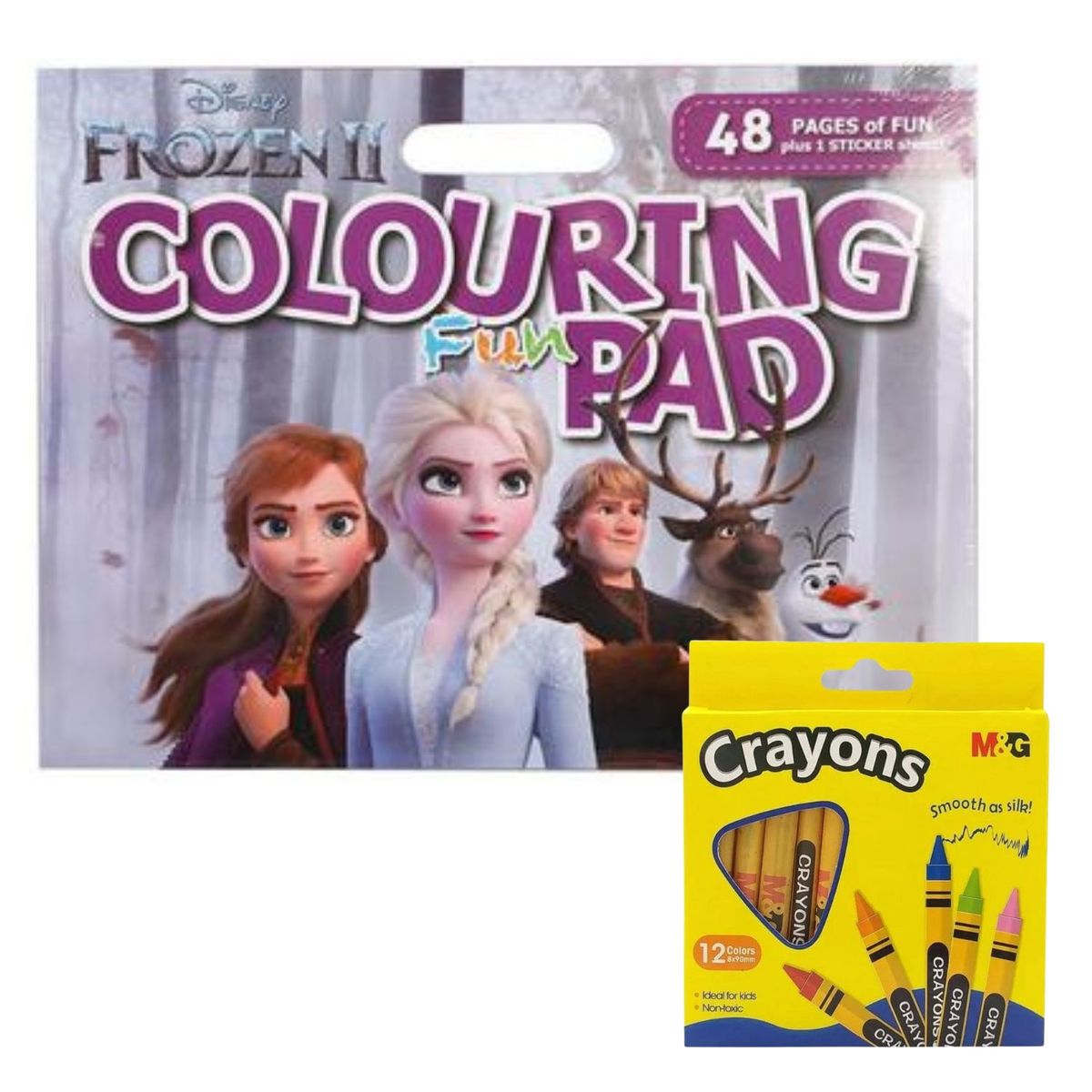Disney Frozen Carry Along Fun Colouring Pad with pack of 12 M&G Crayons ...