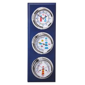 4-in-1 Barometer - Thermo/Hygro - Clock - Chrome & Blue Wood | Shop ...