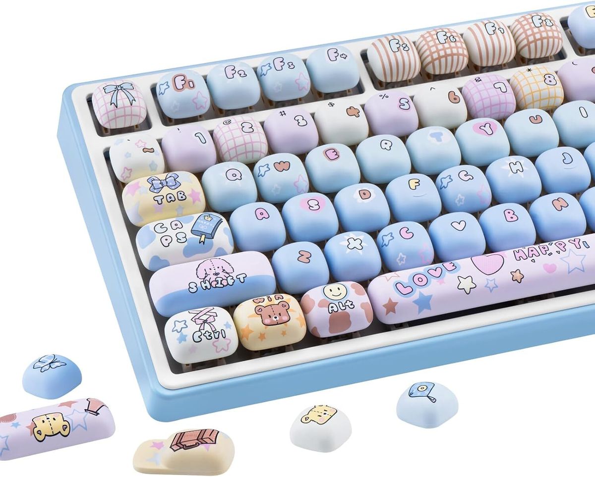 136 Key PBT Cute Keycap Set Blue Pink MOG Profile | Shop Today. Get it ...