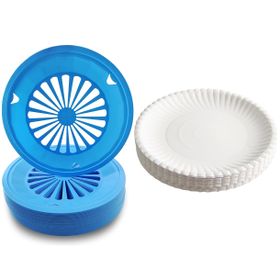 Plastic Paper Plate Holders & Paper Plates Combo - 20 Plates & 20 ...