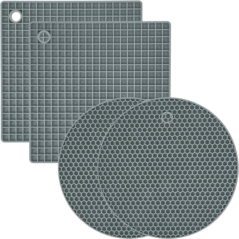 Silicone Resistant Non-Slip Pot Mats Hot Pads for Kitchen - 4-Piece ...