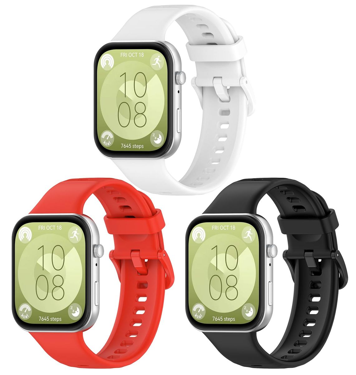 3 Pack Strap Silicone Lightweight Sport Wristband compatible with ...