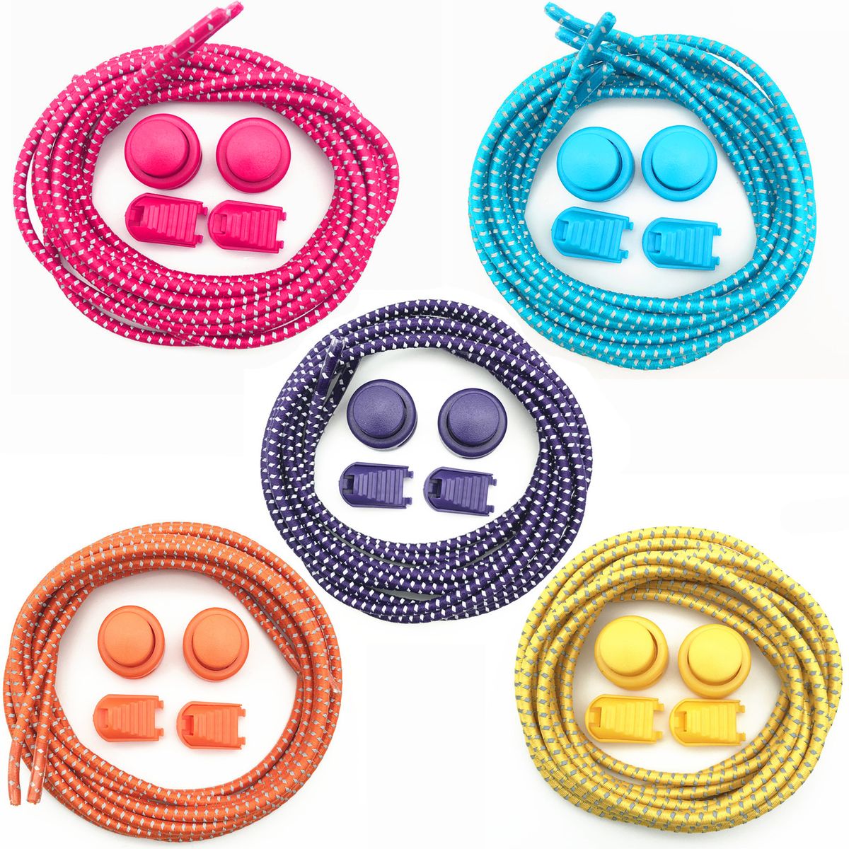 Five pairs of No Tie Shoe laces One Size Fits All Elastic Lock Laces ...