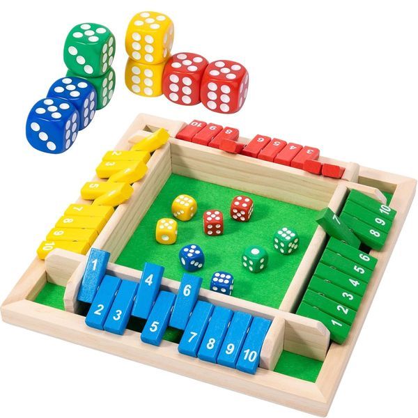 Shut The Box Dice Game Wooden Math Board for 2-4 Players Family ...