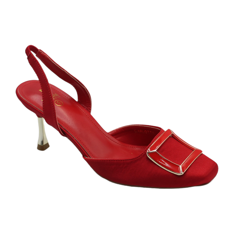 Carlotta mid heel PU with a sqr trim red | Shop Today. Get it Tomorrow ...