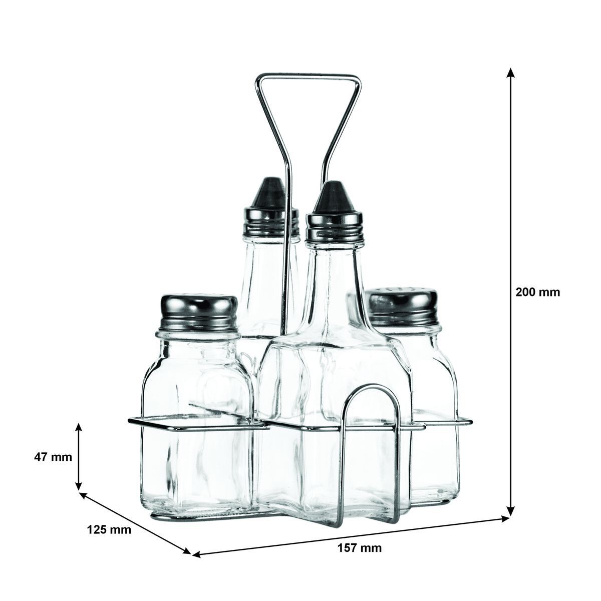Regent Glass Condiment 4 Pieces In A Chrome Caddy - 200Ml/70Ml | Shop ...