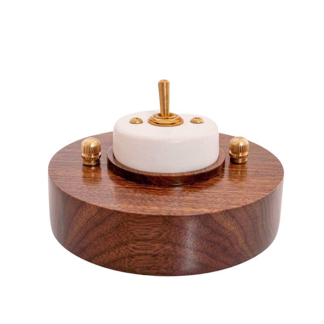 Walnut Light Switch with Brass Toggle Lever | Shop Today. Get it ...