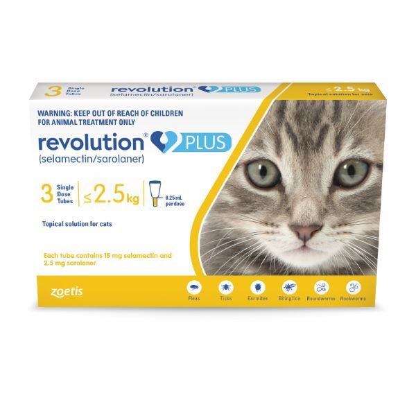 Zoetis - Revolution Plus Cat 3 Pippets Tick and Flea Treatment Yellow ...