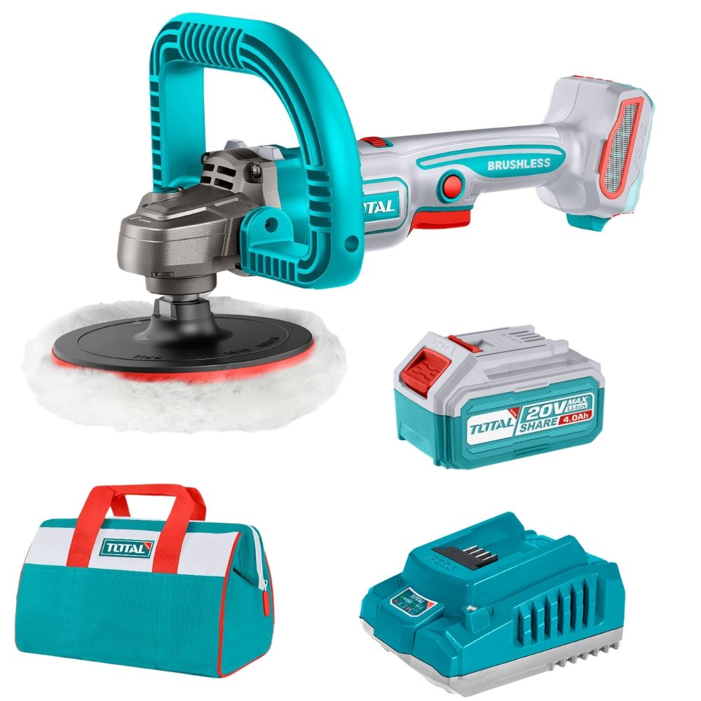 Total - Li-ion Brushless Angle Polisher 20V with 4Ah Battery & Charger ...