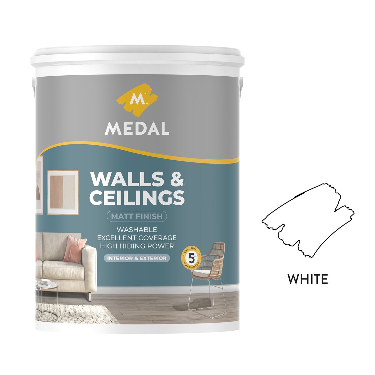 Medal - Walls and Ceilings Acrylic PVA Paint 5L | Shop Today. Get it ...