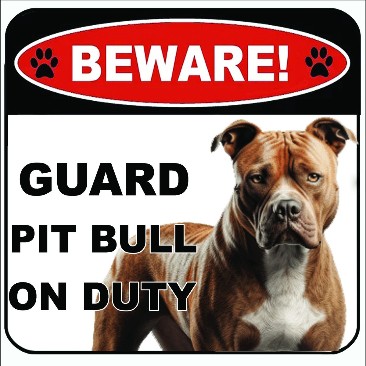 Beware Guard Pitbull On Duty Sign 29x29cm - 2 Pack | Shop Today. Get it ...