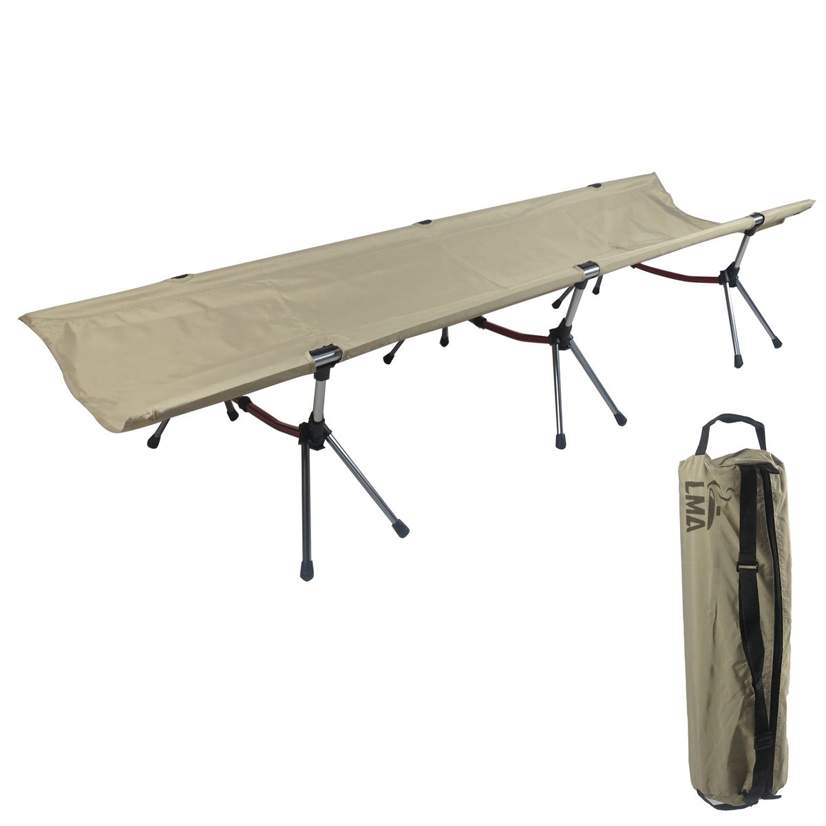 LMA 190x65cm Lightweight Portable Camping Cot Stretcher Bed - Metal ...