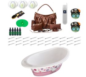Newborn Baby Kit W Brown Nappy Bag, Syringe, Medicine Bottle, Baby Bath ...