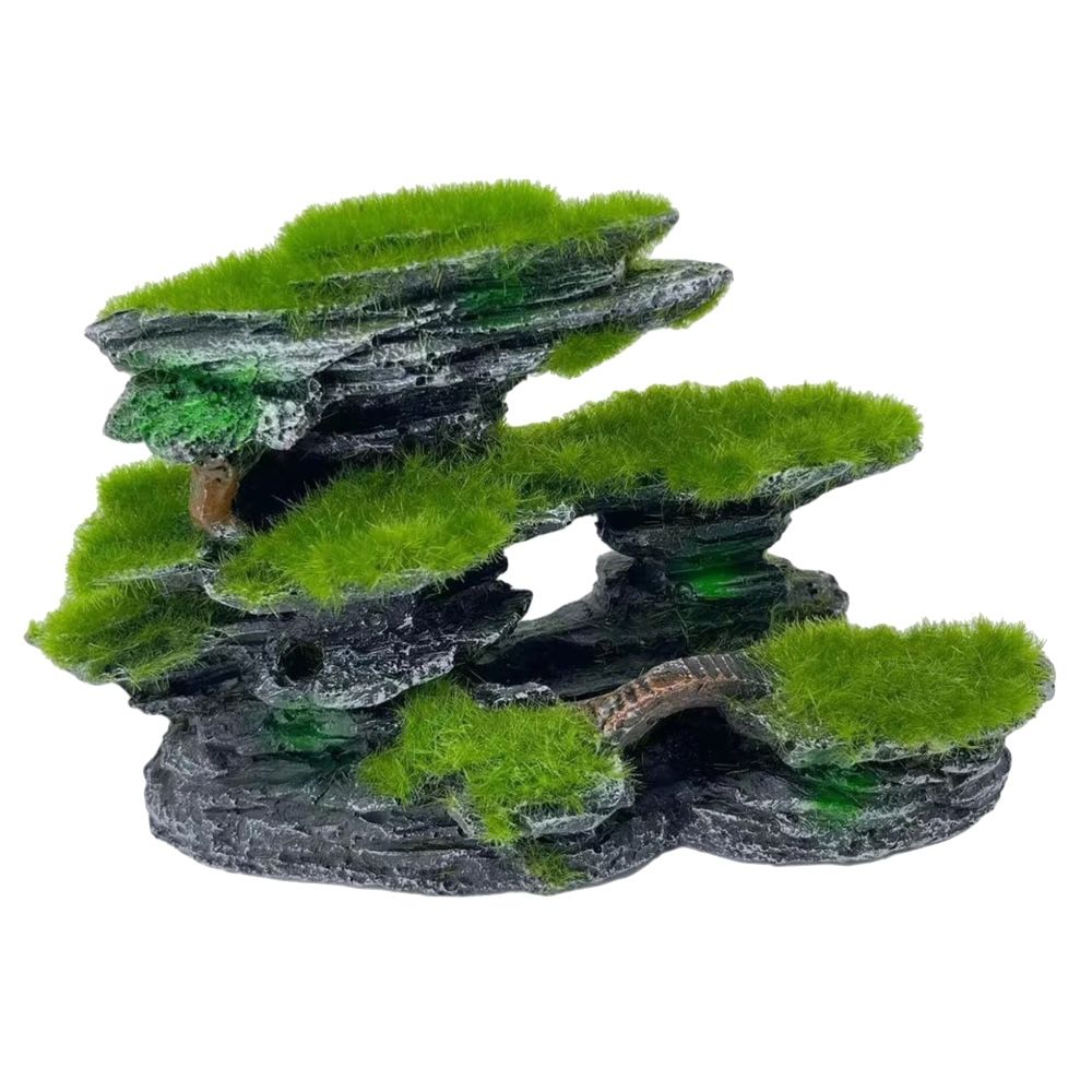 Pet Aquarium Mountain Moss Rockery Shape Fish Tank Ornament -21cm ...