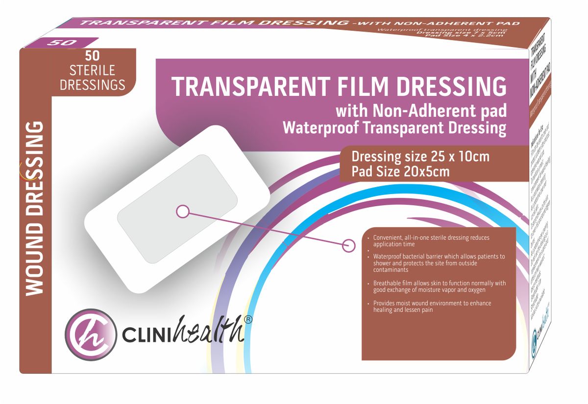 Dressing Transparent Film with Non Adherent Pad 25 x 10cm - 50s | Shop ...