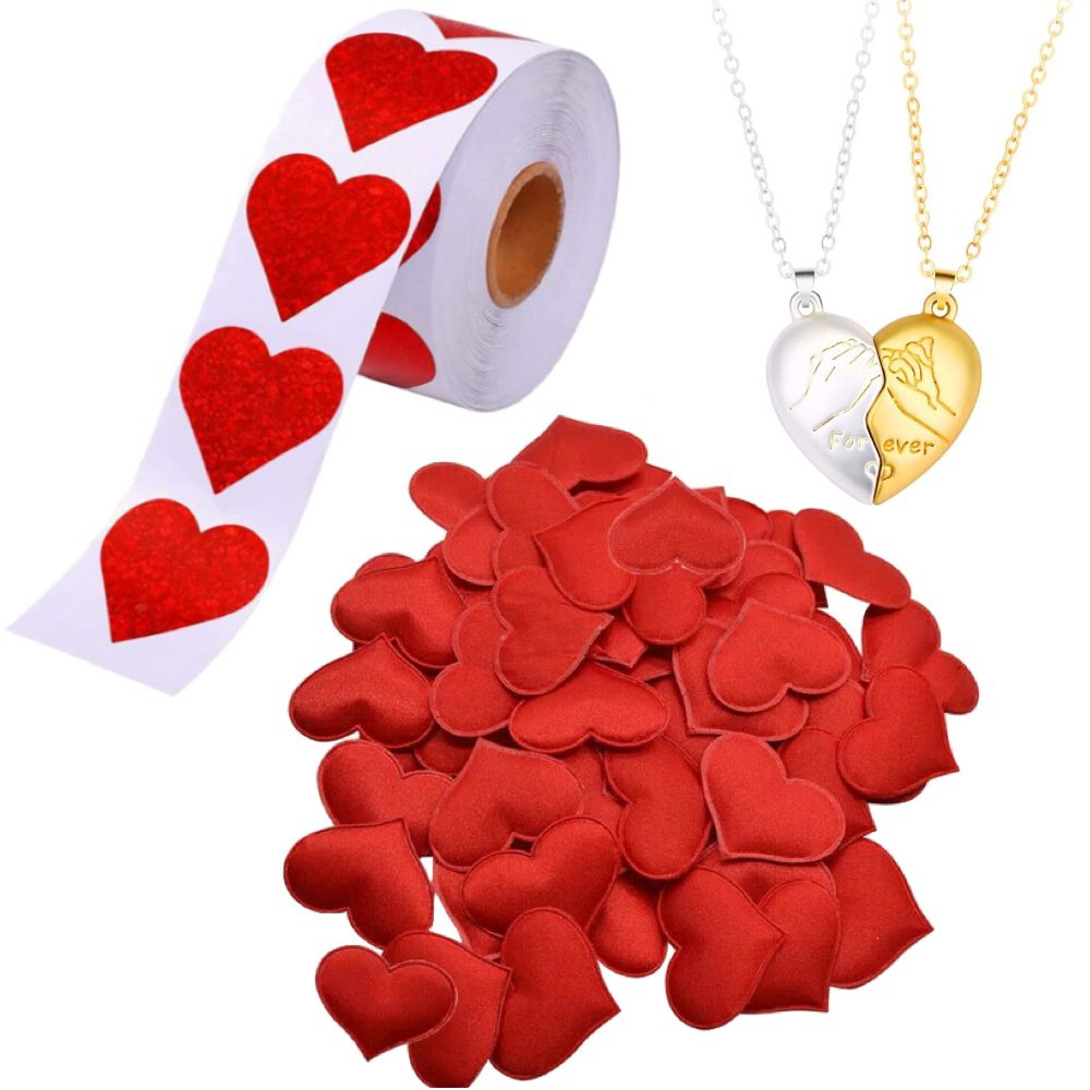 Gift Valentines Heart Stickers, Confetti & Heart-line Locket Set of 102 ...