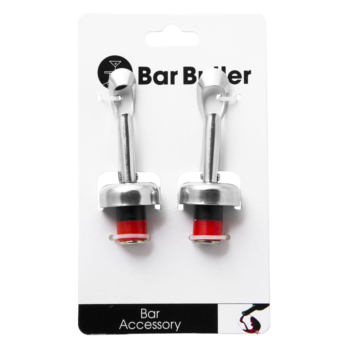 Bar Butler Bottle Stopper/Fizz Guard Stainless Steel, 2 Piece Set ...