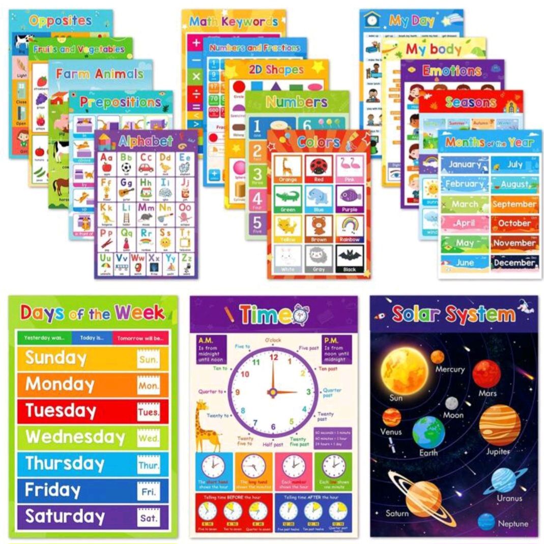 Preschool Educational Learning Posters for Kids Toddlers Chats 18 ...