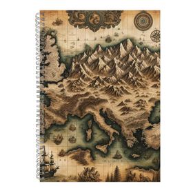 Landscape A4 Notebook Spiral Lined Maps Graphic Notepad Design Present ...