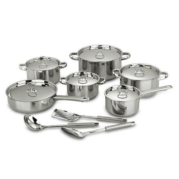 15 Piece Stainless Steel Encapsulated Bottom Cookware Set -Polished ...