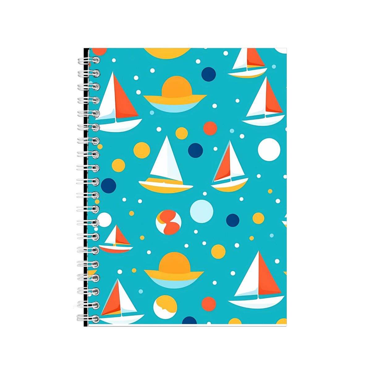 Boats_15 A5 Notebook Spiral Lined Boat Patterns Graphic Notepad Present ...