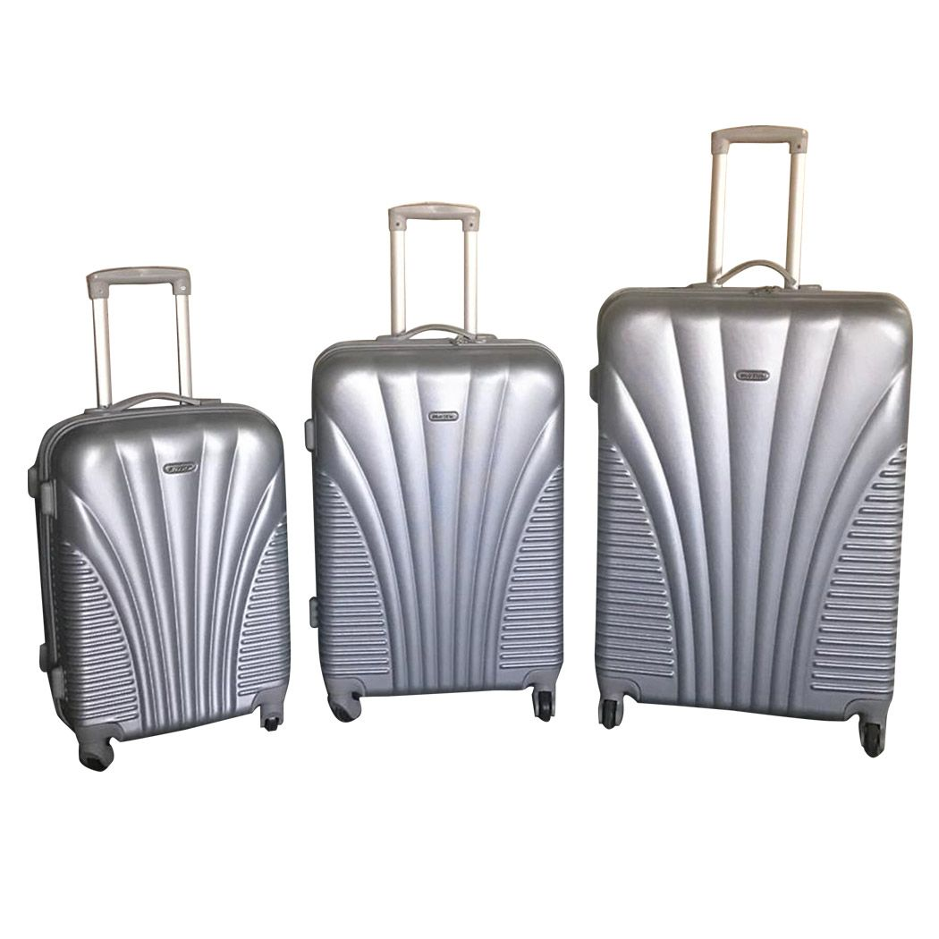 Silver ABS Hard Shell Luggage Set, 3 Piece - Small, Medium, Large ...