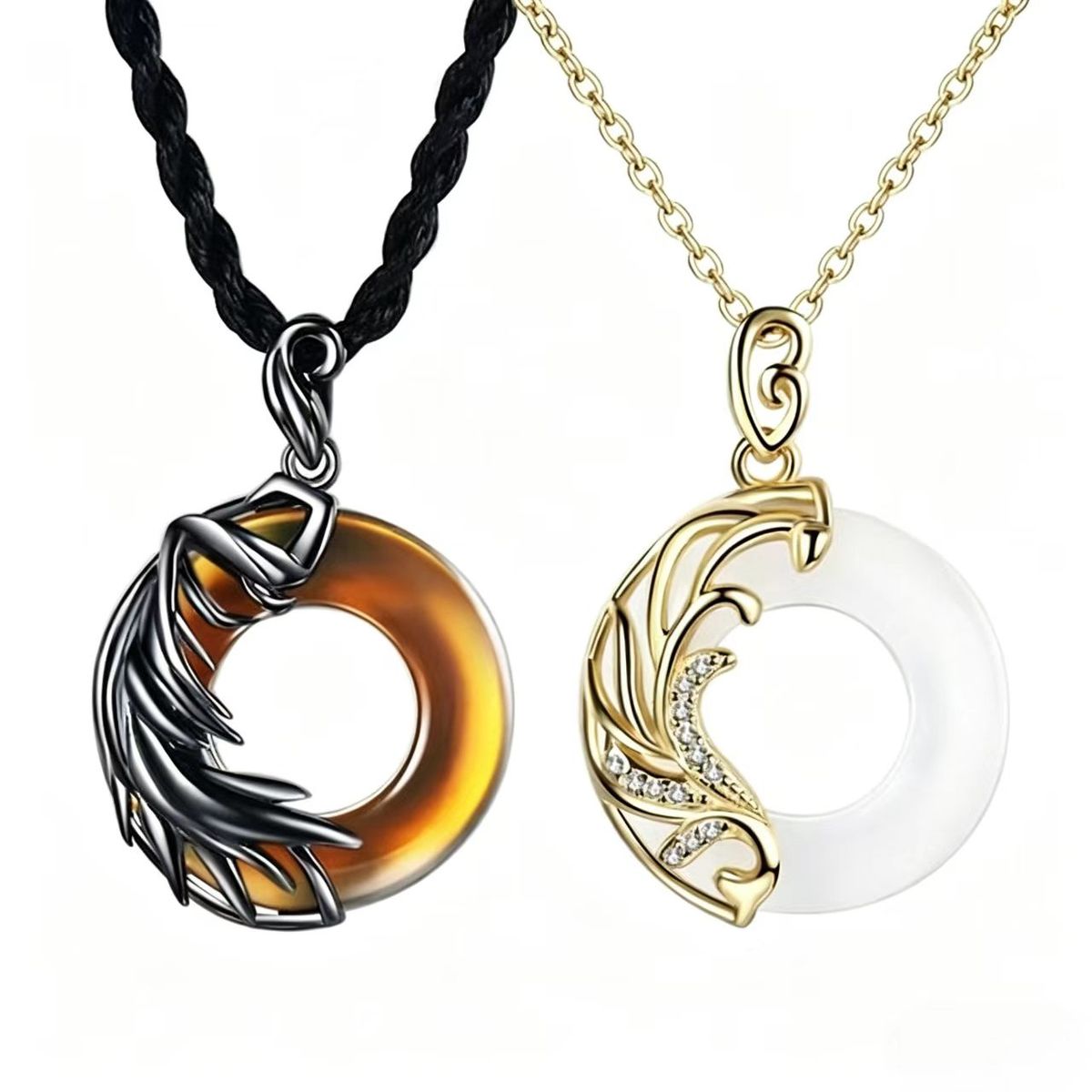Angel Demon Wing Peace Buckle Couple Matching Necklace | Shop Today ...