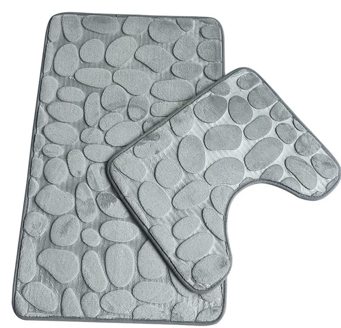 2 Piece Luxury Memory Foam Stone Pattern Bathroom Mat Set | Shop Today ...