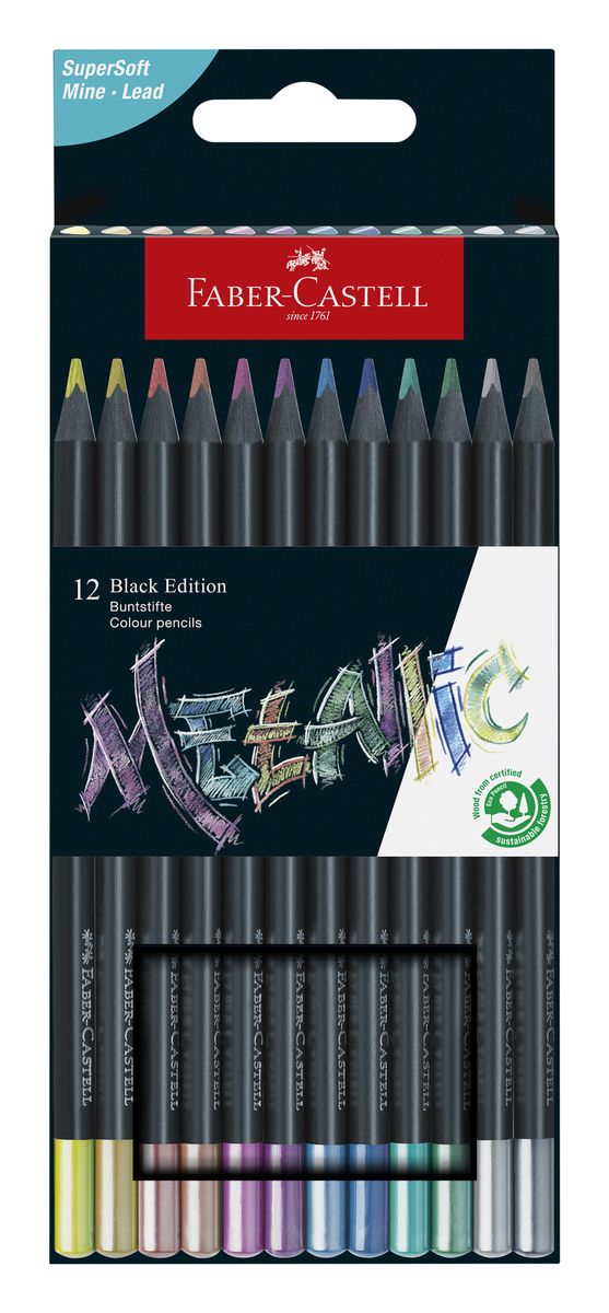 Faber-Castell, Black Edition Soft colour pencils - Metallic 12 | Shop ...