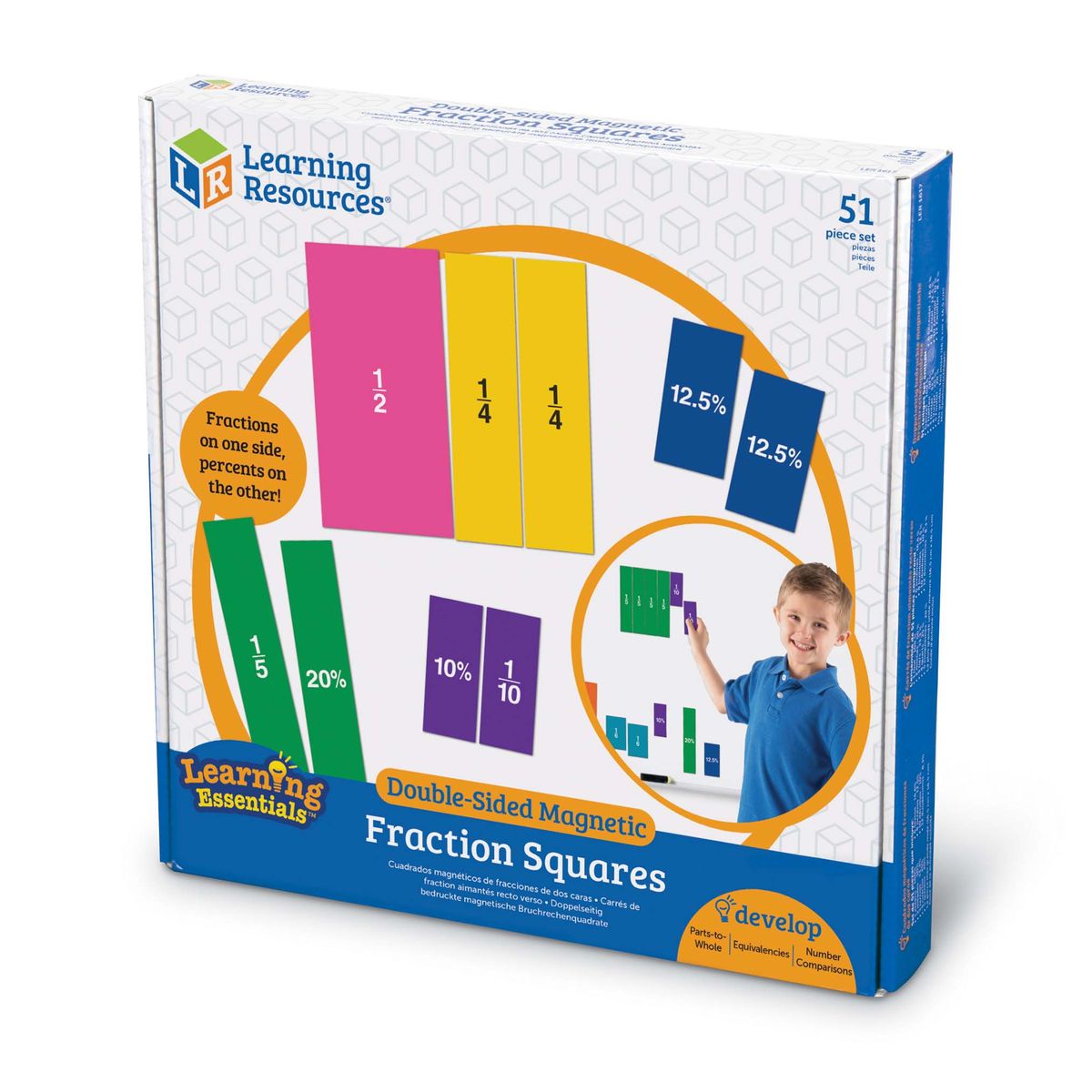 Learning Resources Magnetic Rainbow Fraction® Squares: Double-Sided ...