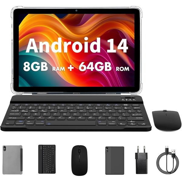 PRITOM 10.1'' Tablet with Keyboard, Case, Mouse, Stylus 8GB RAM 64GB ...