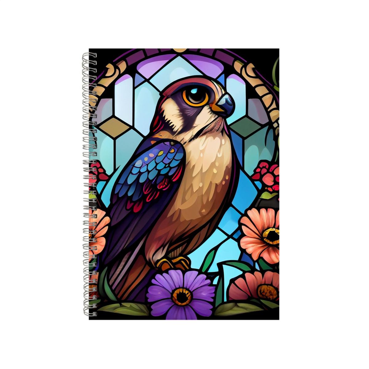 Cartoon Falcon Stained Glass Notebook Animal Gift Idea A4 Notepad Pad ...