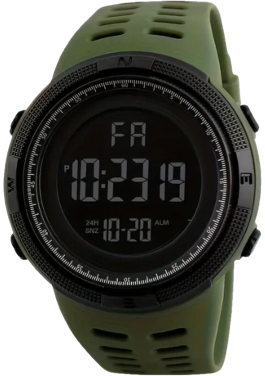 Multi-Functional Men's Green & Black Plastic Button Sport Watch | Shop ...
