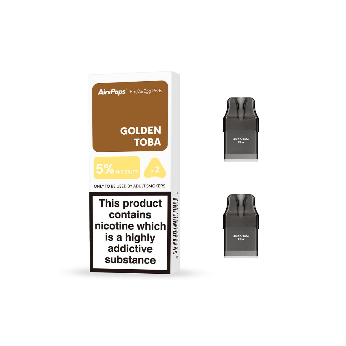 Airscream Golden Toba - 2 Pro Pods Pack (2ml) 5% Nic Salts | Shop Today ...