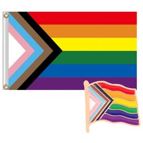 Decor Rainbow LQBTQ All Inclusive Pride Flag With Fashion Pride Badge ...
