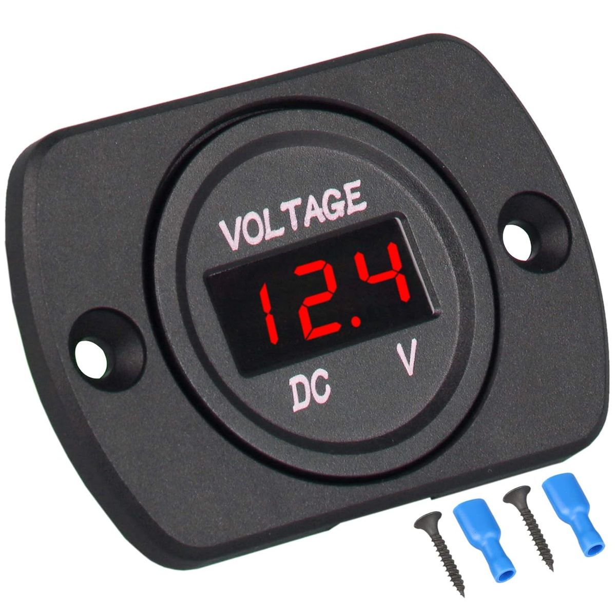 DC 12V 24V Car Voltmeter with LED Digital Display and Mounting Plate ...