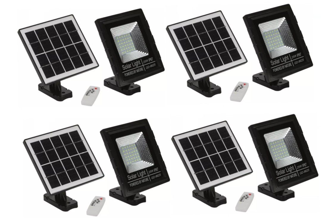 25W Outdoor Solar LED Flood Light With Remote - GD-8625 - 4 Pack | Shop ...