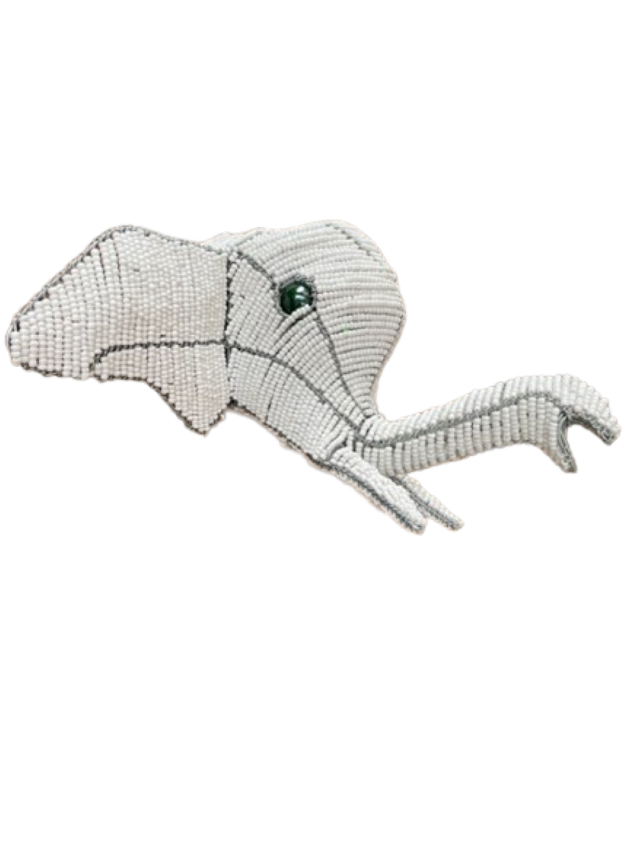 Bead & Wire White Elephant Head - Wall Decor Art Handmade - Medium ...