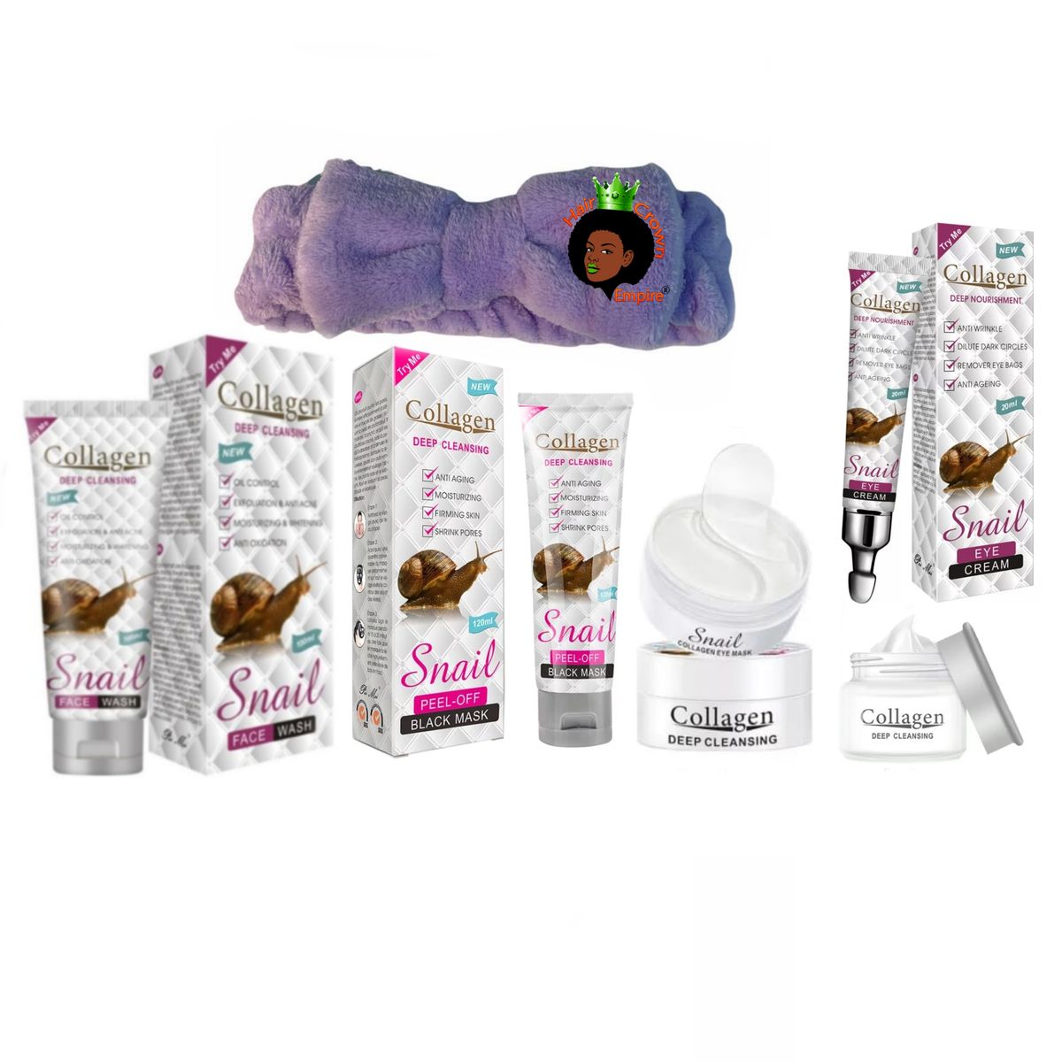 Collagen Kit- Face Wash, Black Mask, Cream, Eye Cream & Mask & a ...