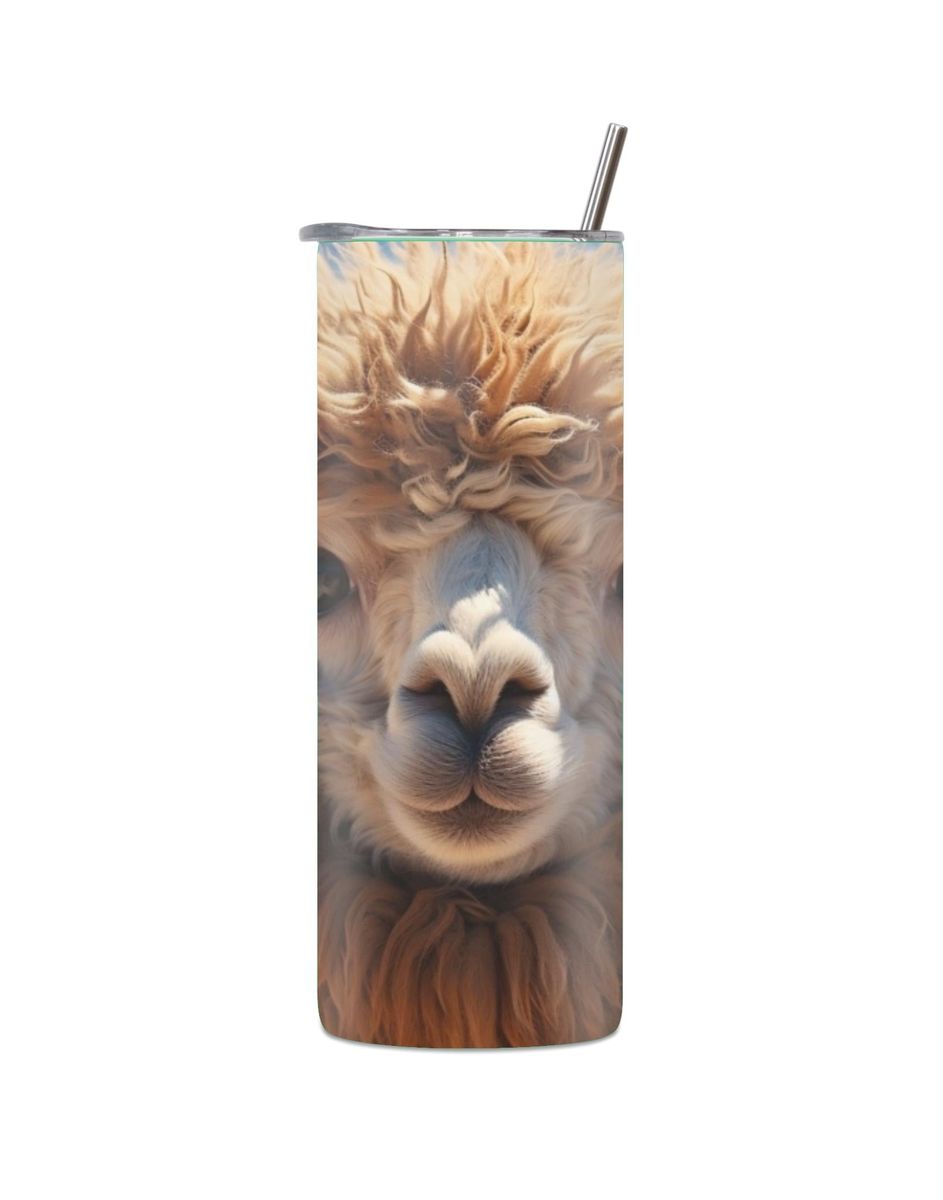 Llama 20 Oz Straight Skinny Tumbler Straw Trendy Animals Graphic ...