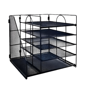 Topika - Desk Organiser with 5-Tier Tray & Side File Holder, Black ...