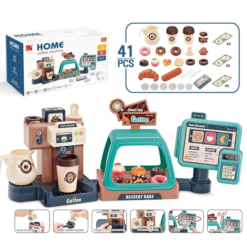 41pc Coffee Shop Pretend Play Toy Coffee Shop Store Role-play Set Kids ...