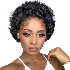 VSP Short Curly Pixie Cut 100% Human Hair Wig 13x1 Lace Frontal Hair ...