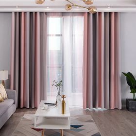 New Morden Style Readymade Lined Taped Curtain - Pink & Grey | Shop ...