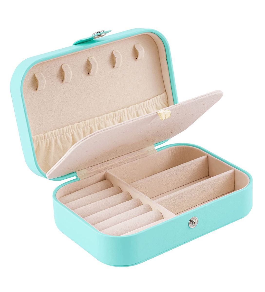 Dual Layer PU Leather Compact Portable Jewelry Box Organizer-Rectangle ...